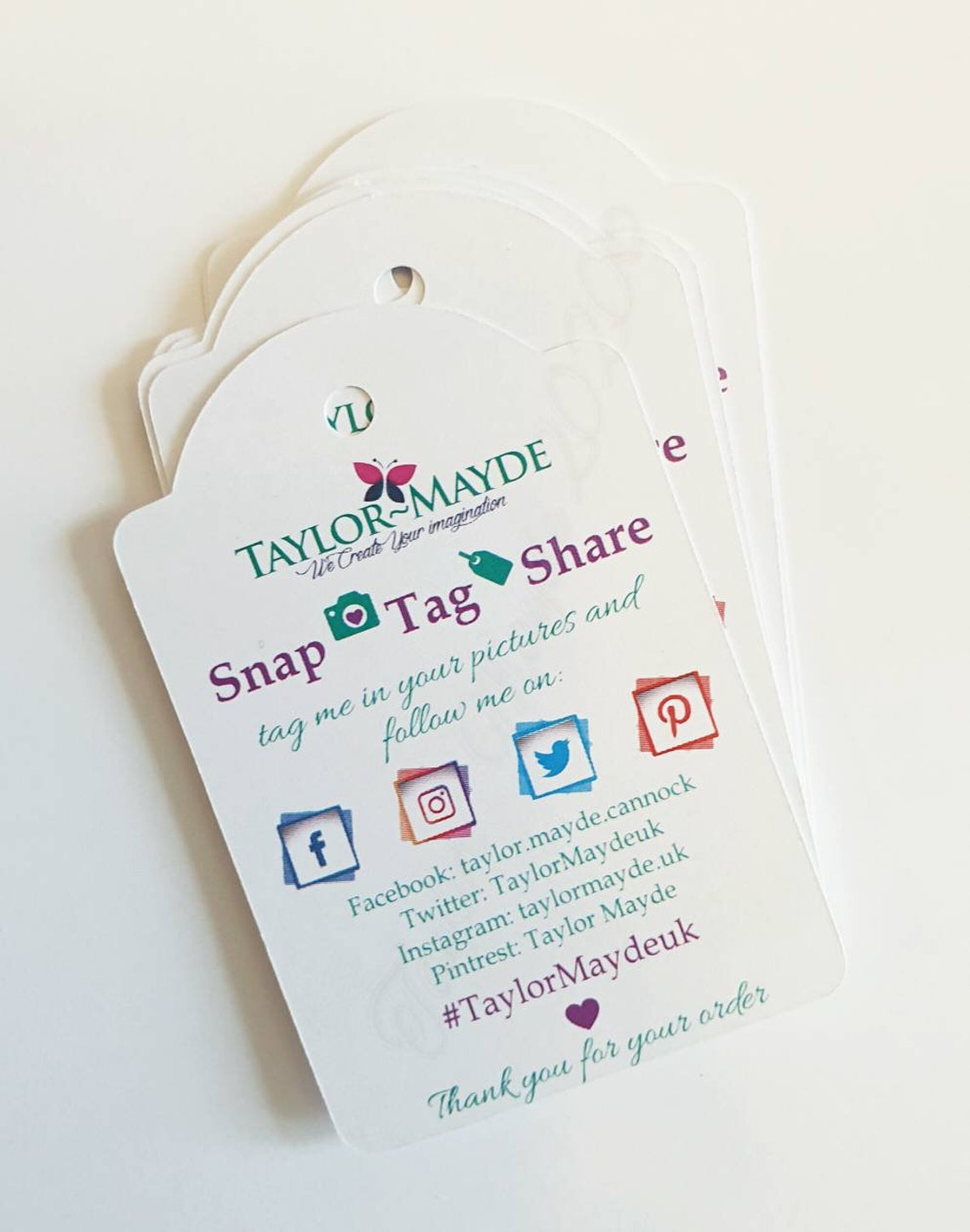 Snap and Tag Business Cards Thank You Cards Swinging Tags - Etsy UK