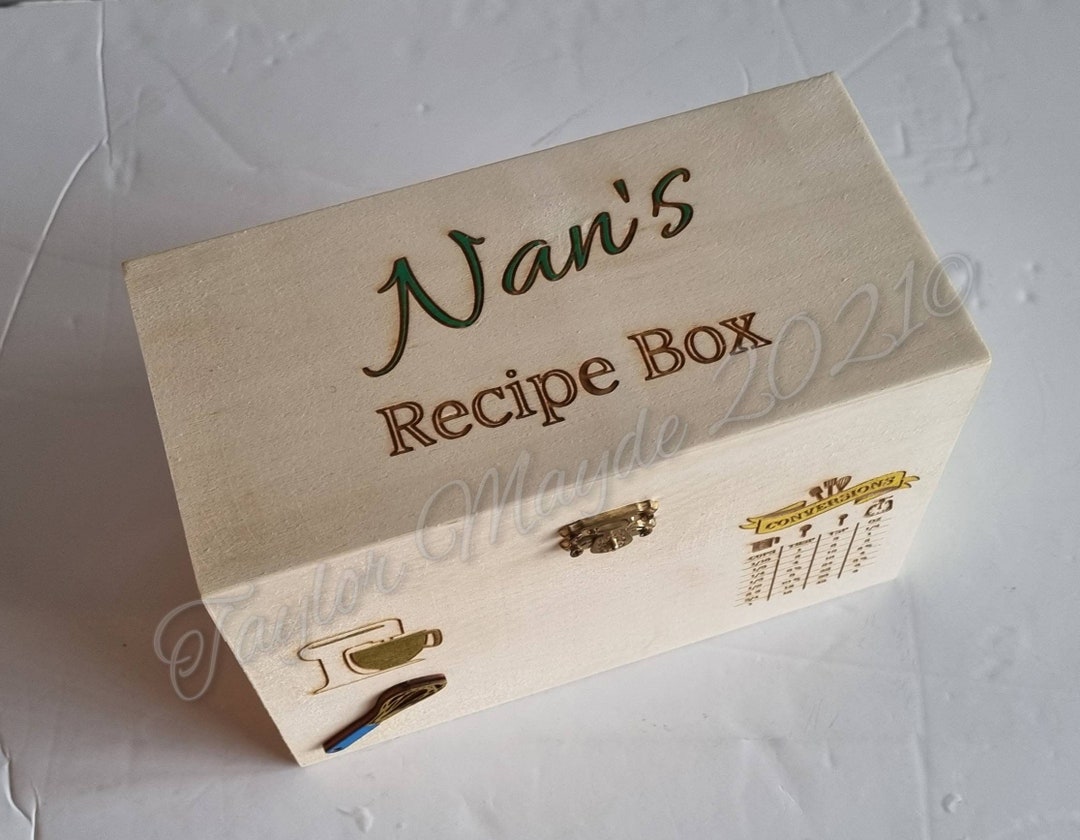 Wooden Recipe Box With Dividers, Personalised Recipie Box, Chef Gift ...