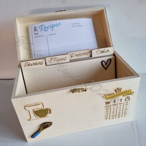 Wooden Recipe Box With Dividers, Personalised Recipie Box, Chef Gift ...