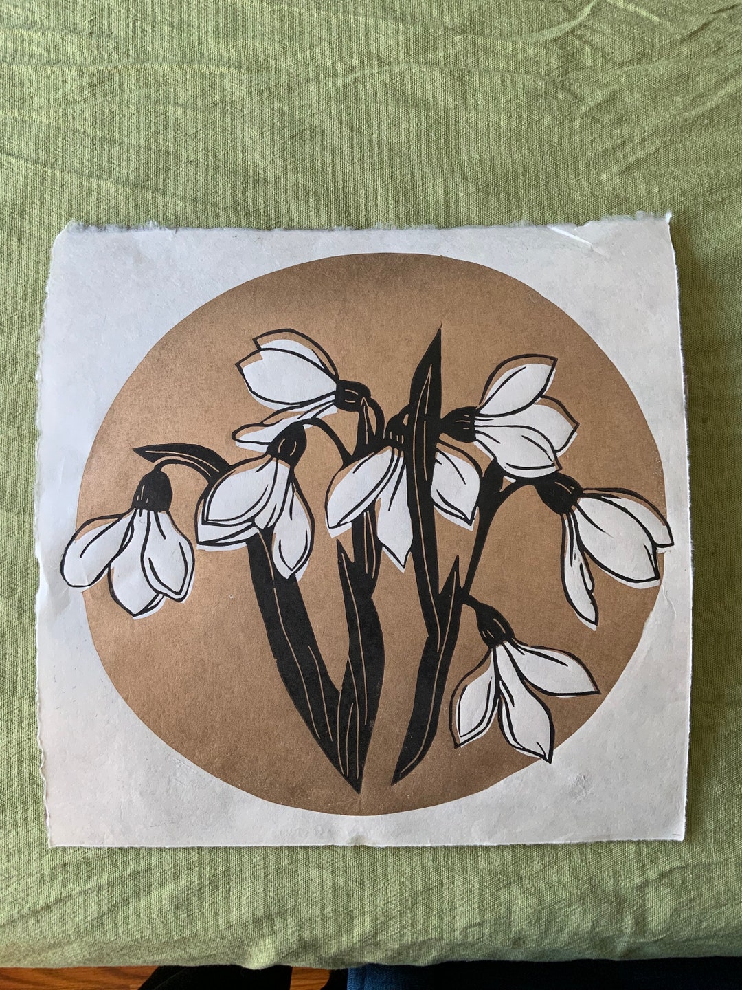 Full Moon Flower Snowdrop Print - Etsy
