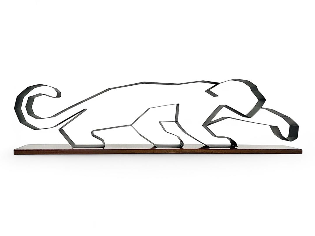 Large Steel Jaguar Statue: Geometric Living Room Decor, 48" - Etsy