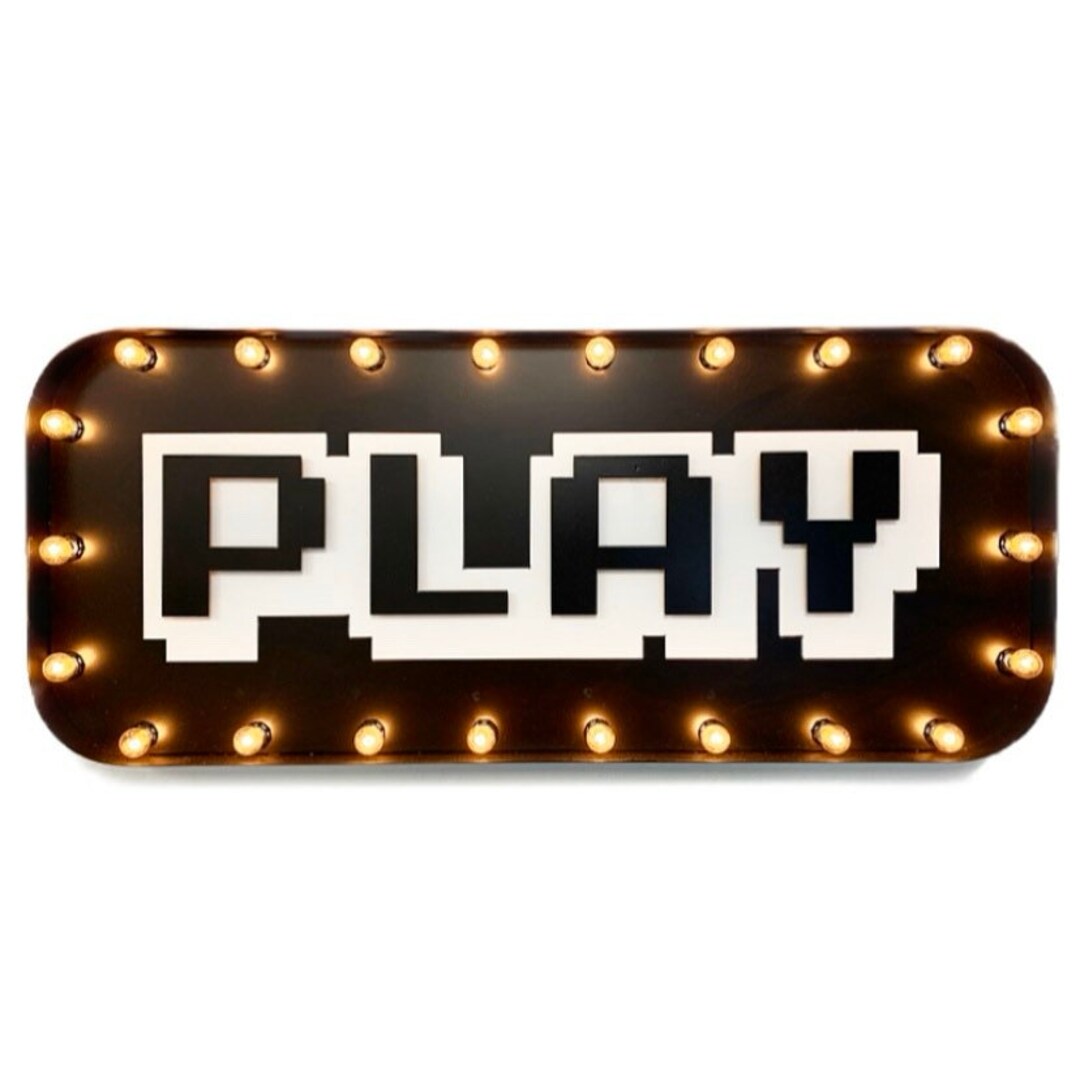 Play Sign Marquee, 8-bit, Light up Sign - Etsy