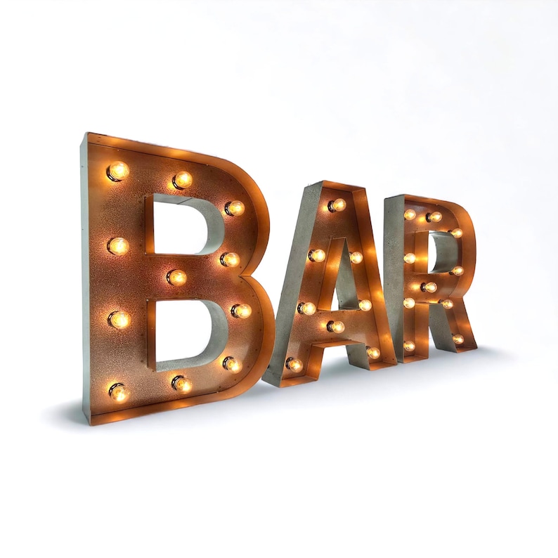 18" Marquee Letters "bar": Medium Font, Light up Steel Sign - Etsy