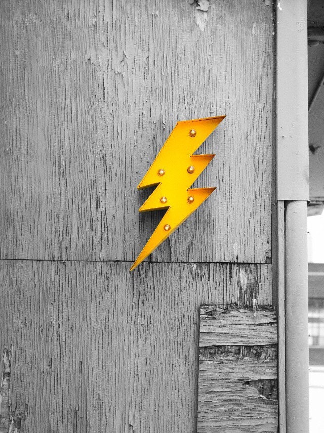 Lightning Bolt Marquee Light up Sign Yellow - Etsy Canada