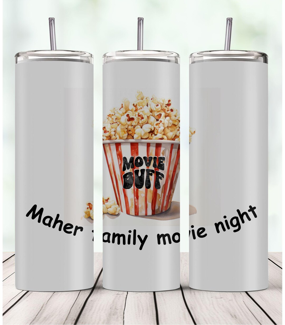 Personalized- Popcorn Bowl and Popcorn With Movie Buff on Front 20 Oz ...