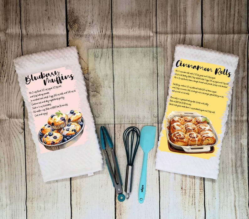 Custom Kitchen Recipe Towels Add a Name, Year or Phrase. White Towels ...