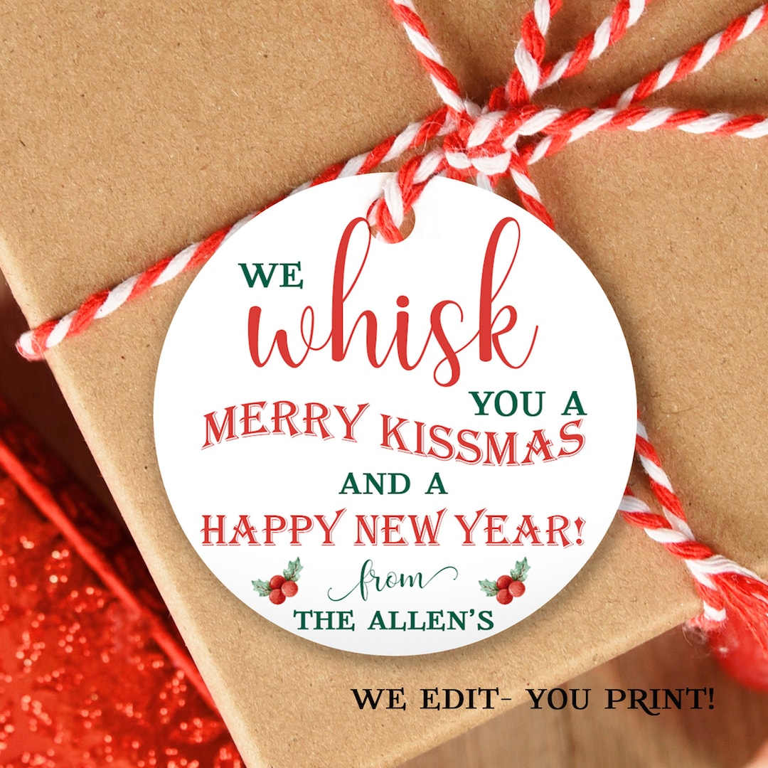 PRINTABLE Christmas Gift Tags, We Whisk You A Merry Christmas, Stocking ...