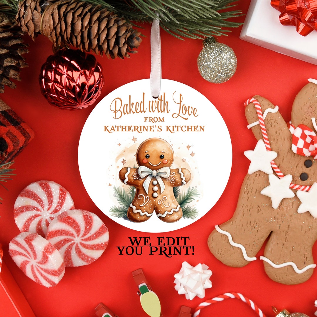 PRINTABLE Christmas Gift Tags, Baked With Love, Gingerbread, Baked ...