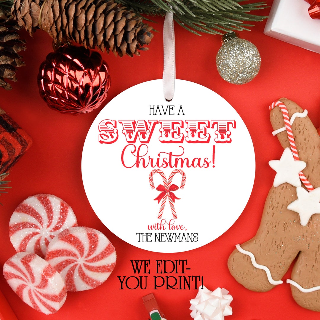 PRINTABLE Christmas Gift Tags, Have A Sweet Christmas, Candy Cane Tag ...