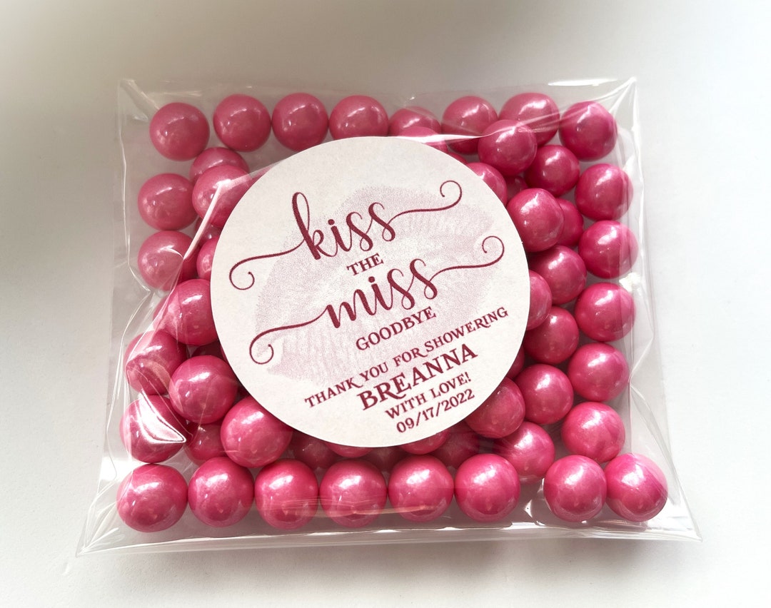 Kiss the Miss Goodbye Bridal Shower Sticker, Candy Sticker, Kiss ...