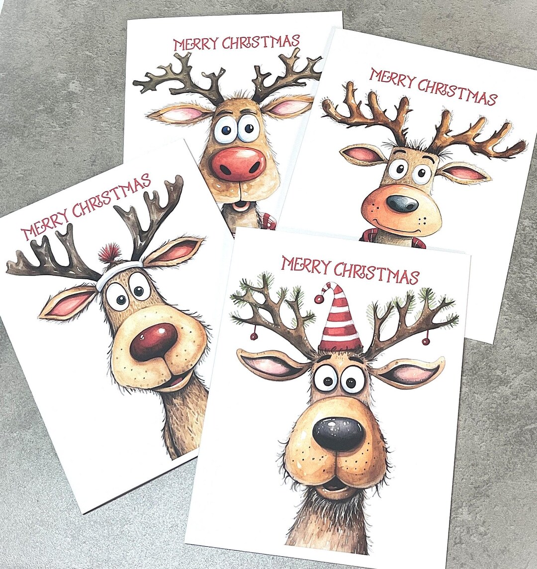 Notecards, Holiday Stationery, Christmas Reindeer, Notecard Set, Funny ...