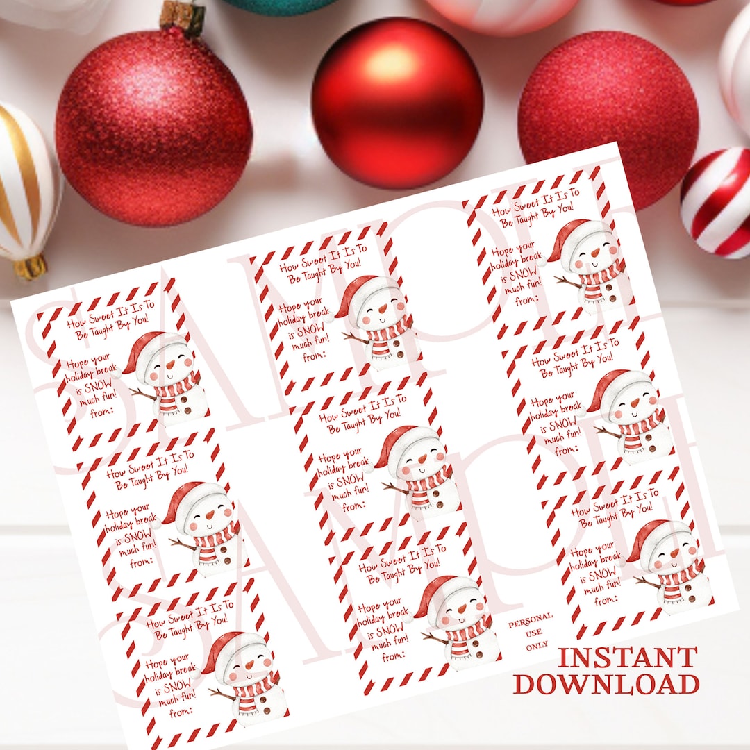 PRINTABLE Teacher Gift Tags, Snow Much Fun, How Sweet It is to Be ...