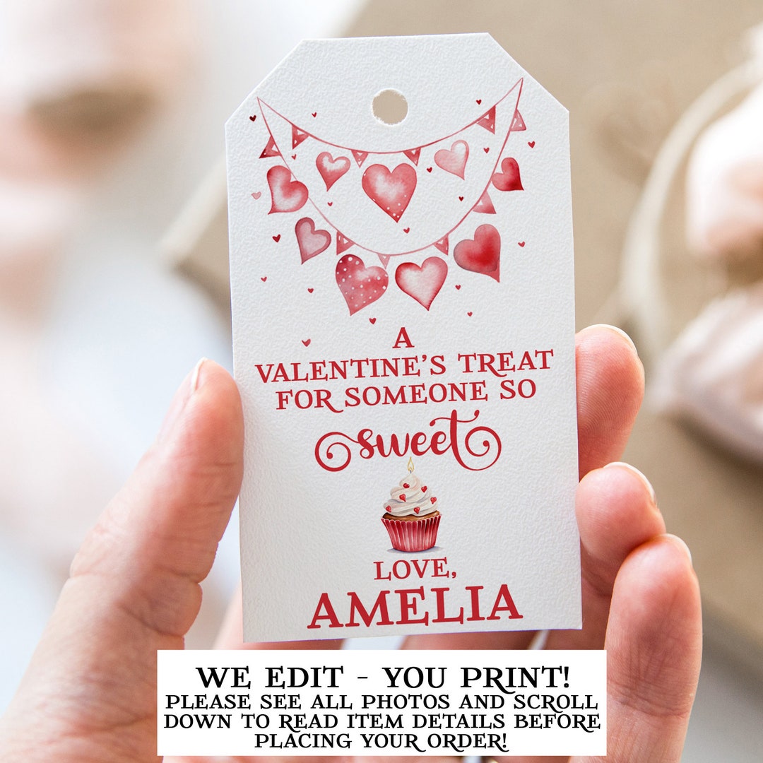 Personalized Valentine's Treat Tags: Printable Cupcake Design (digital ...