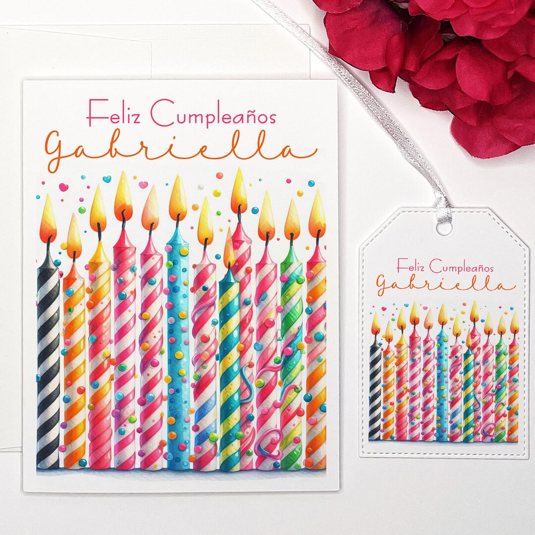Personalized Feliz Cumpleanos Card With Matching Gift Tag, Birthday ...