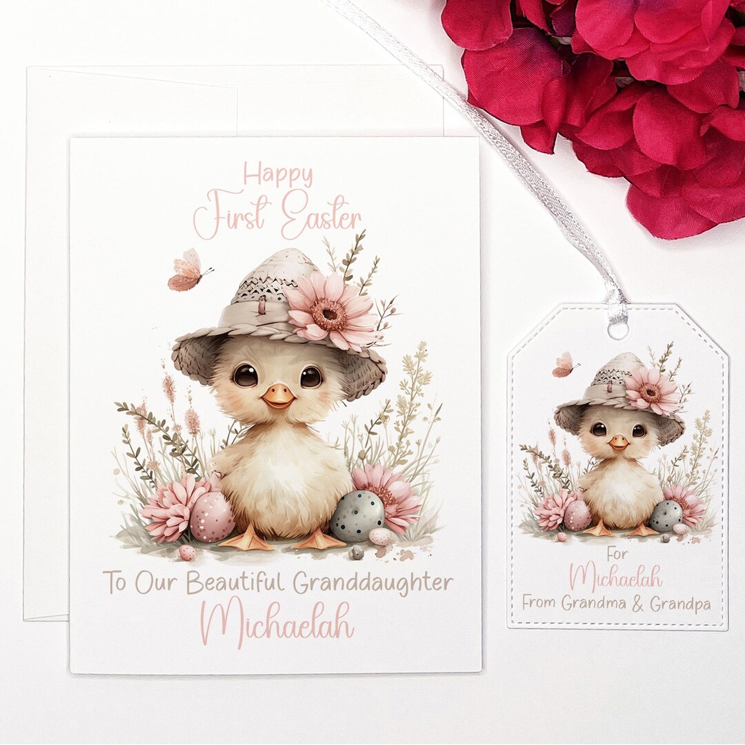 Personalized First Easter Card for Granddaughter With Matching Gift Tag ...