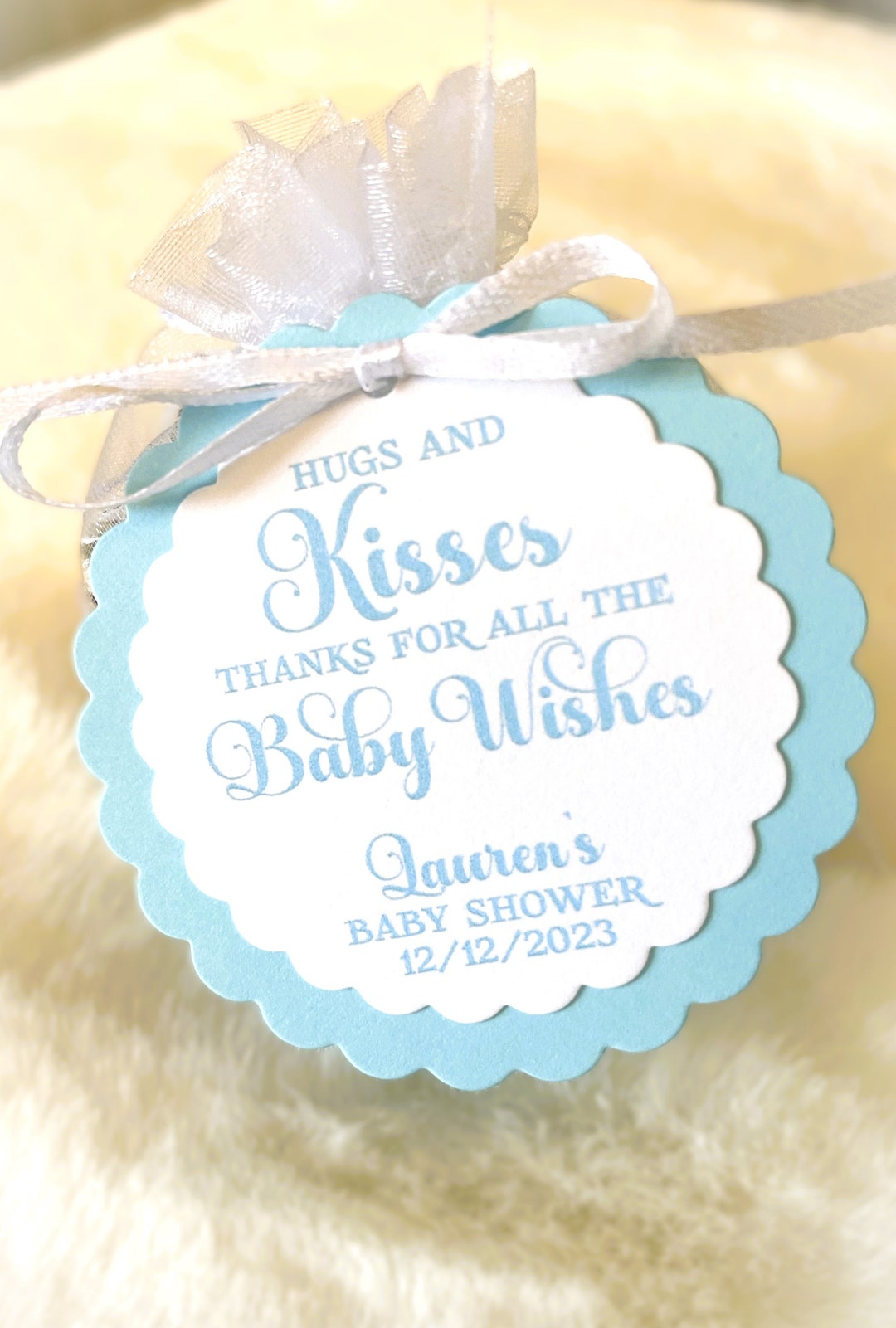 Hugs and Kisses Baby Shower Favor Tag, Baby Shower Favors, Baby Wishes ...