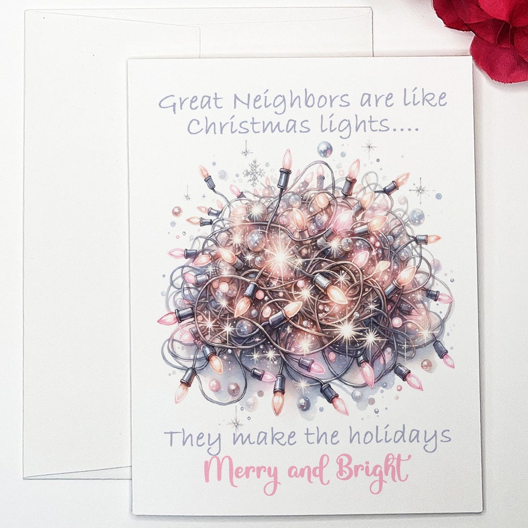 Tangled Christmas Lights Card: Merry & Bright Neighbor Gift - Etsy