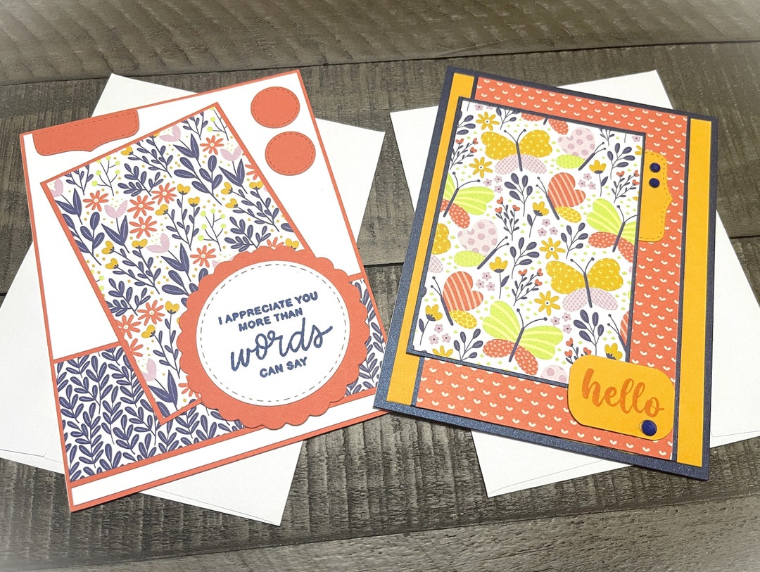 Set of 2 Handmade Greeting Cards, Appreciation Card, Hello Card - Etsy