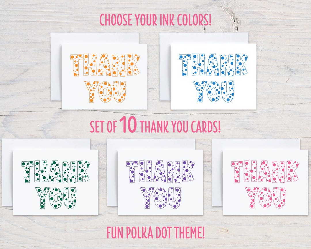 Colorful Assorted Thank You Cards (set of 10) - Etsy