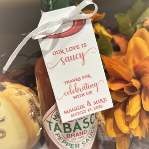 Hot Sauce Wedding Favor Tag, Our Love is Spicy, Love and Hot Sauce ...