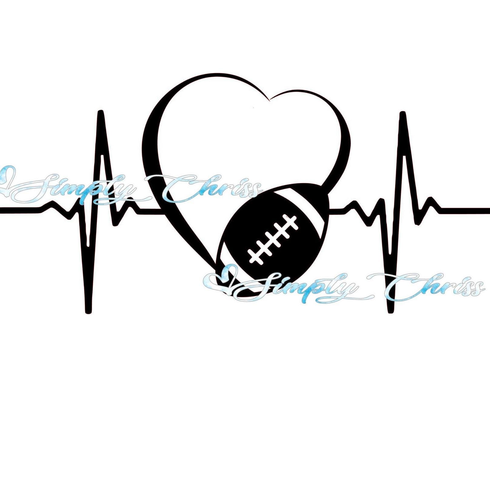 Football Life Heartbeat. Football Heart EKG Football SVG | | Game Day ...