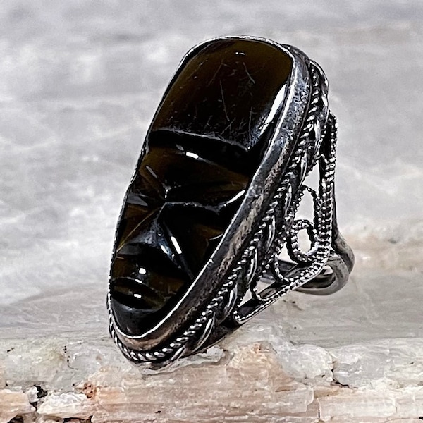 Antique Obsidian Ring - Etsy