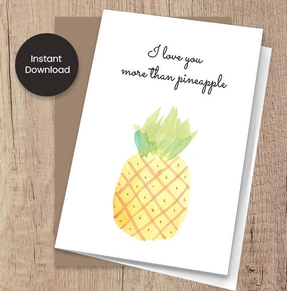 INSTANT DOWNLOAD printable fruit card romantic pineapple pineapple gift ...