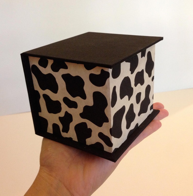 Square Box - Cow Pattern - Cube - Desktop Organizer - Phone Holder ...