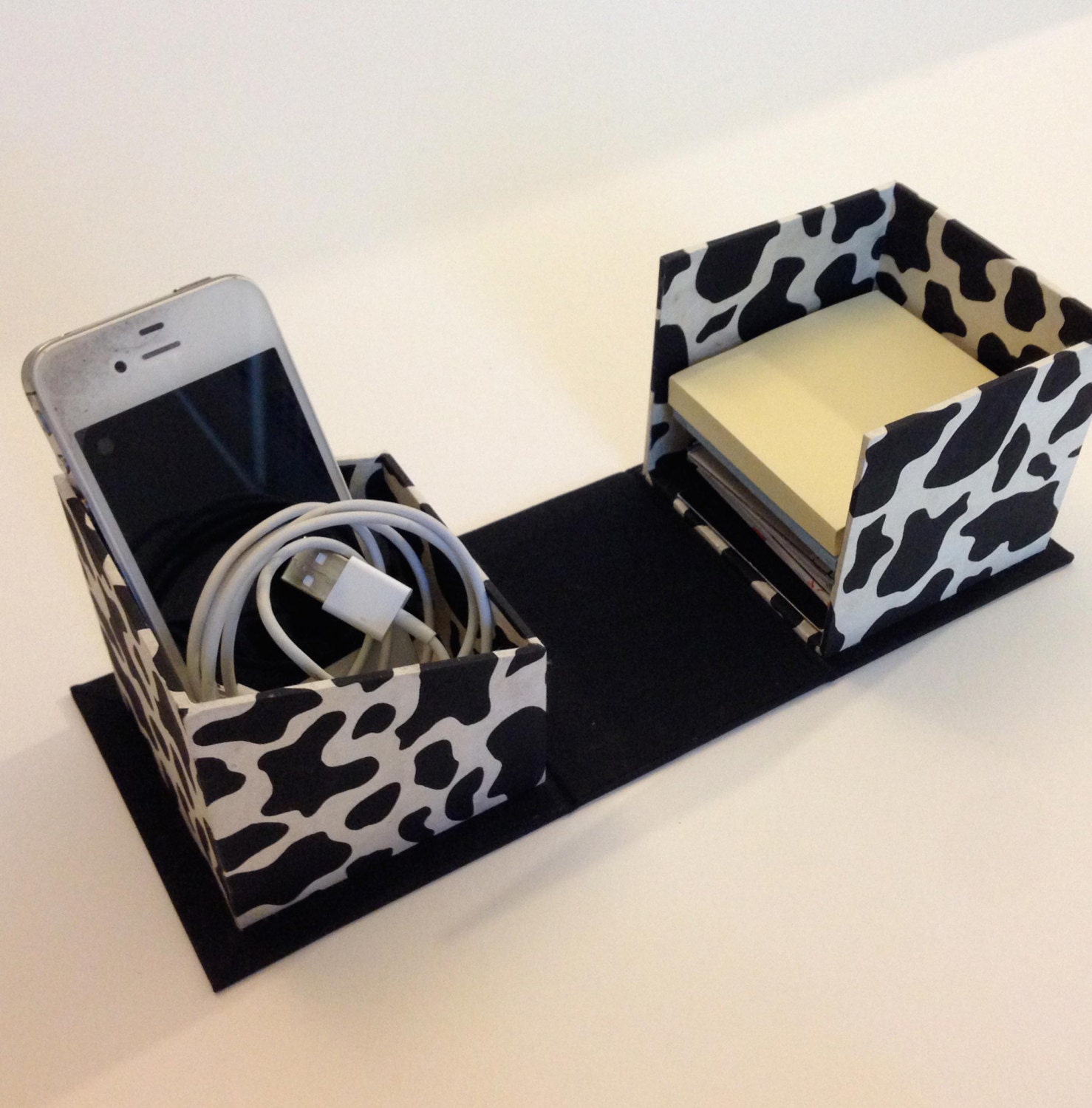 Square Box - Cow Pattern - Cube - Desktop Organizer - Phone Holder ...