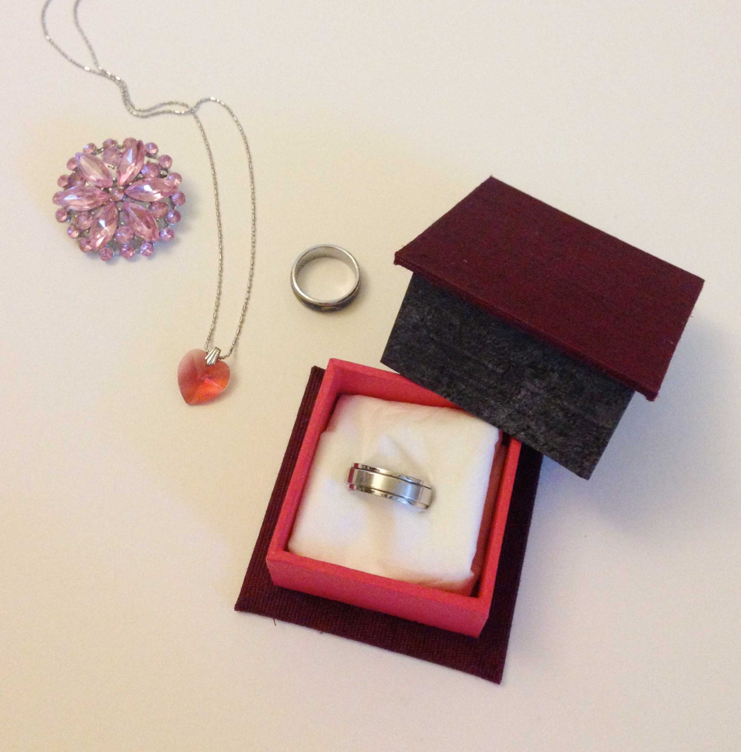 Small Red Box - Black and Red - Ring Box - Mini Box - Jewelry Box ...