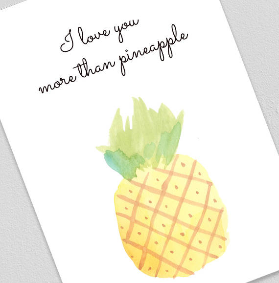 Valentines Day Card, Printable, Instant Download, Pineapple, Love You ...