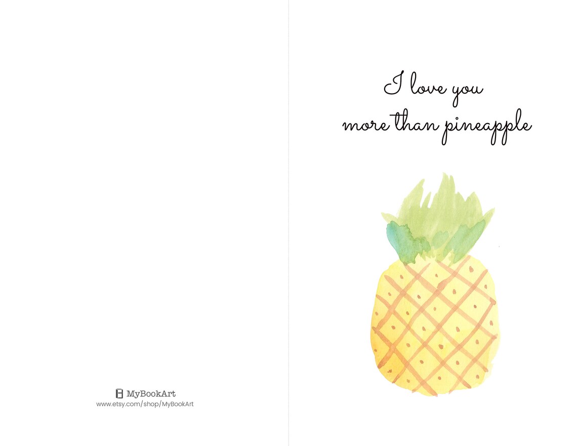 Valentines Day Card Printable Instant Download Pineapple | Etsy