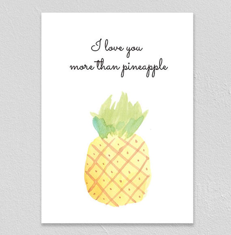 Valentines Day Card, Printable, Instant Download, Pineapple, Love You ...