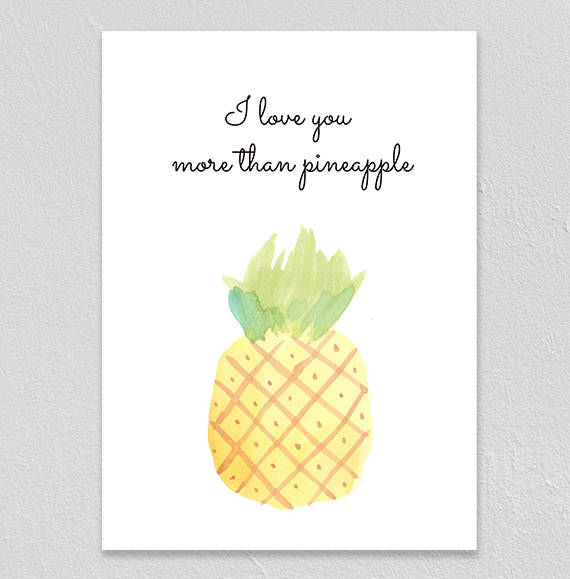 Valentines Day Card, Printable, Instant Download, Pineapple, Love You ...
