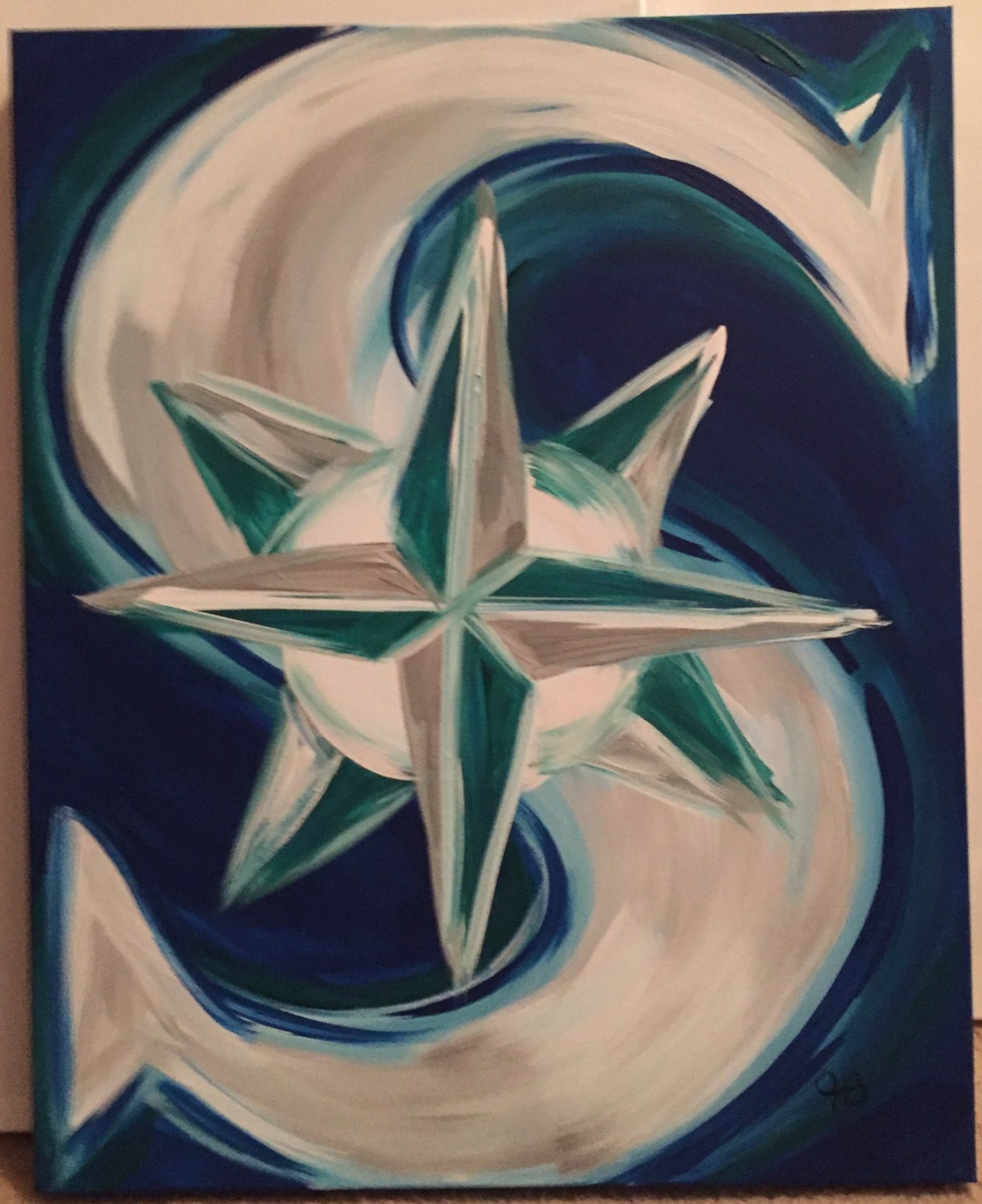 Seattle Mariners Logo Abstract Painting - Etsy