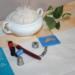 Sewing Notions, Lot of Sewing Goods, Pin Cushion, Seam Ripper, Bobbin ...