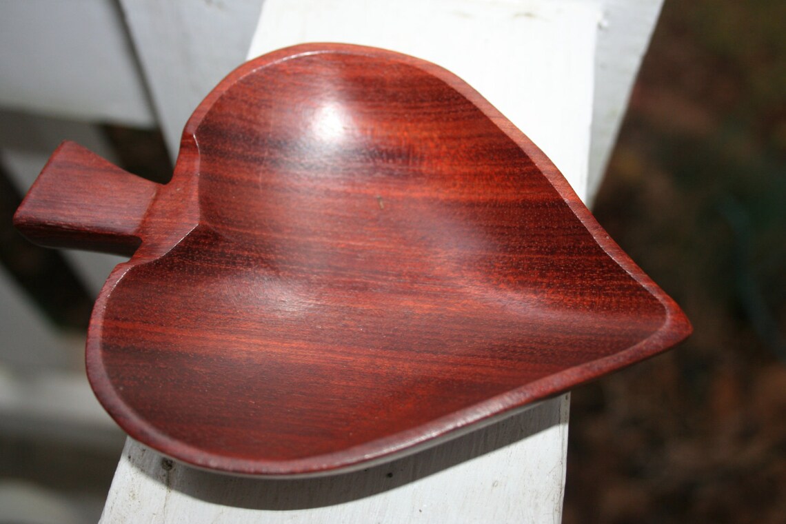 Teak Wood Nut or Candy Dish Spade Shaped Card Game Serving - Etsy