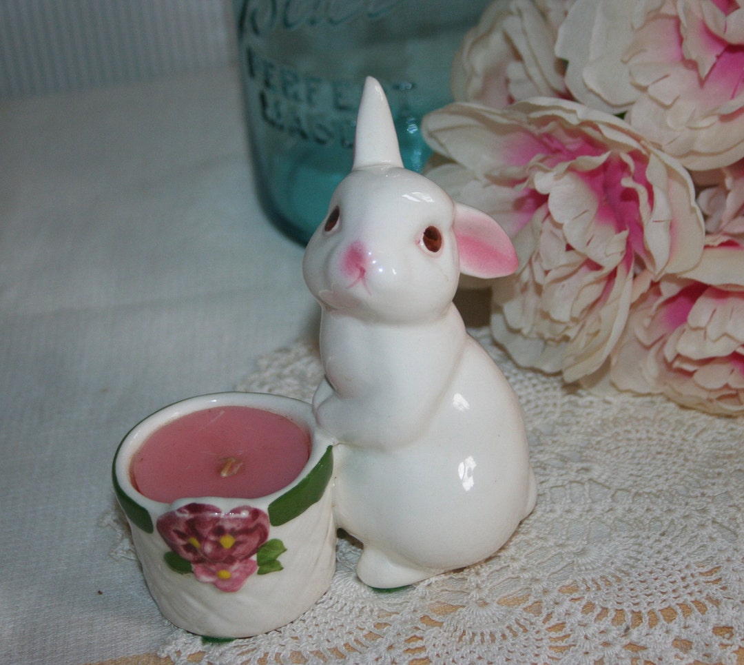 Avon Bunny Bright Candle Holder, Ceramic Fragrance Candle Holder, Avon ...
