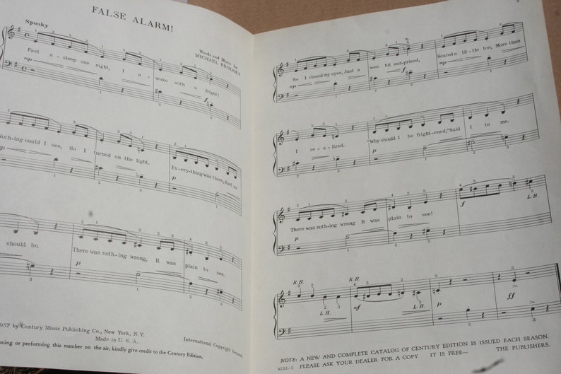 False Alarm Piano Sheet Music 1957 Piano Solo by Michael - Etsy
