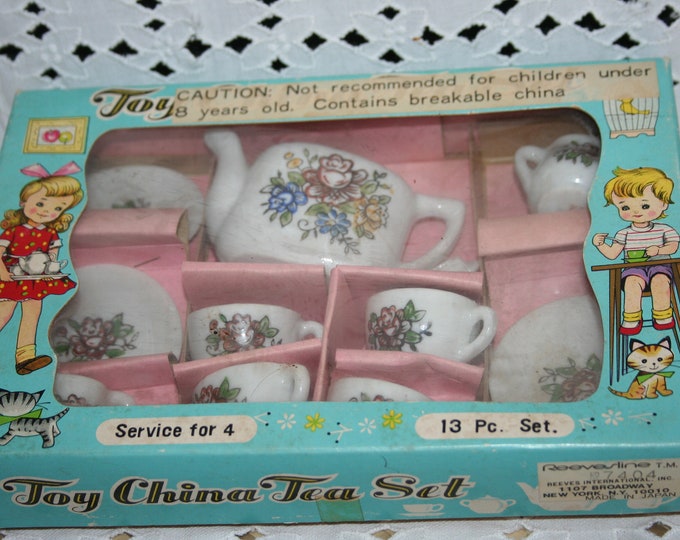 Vintage Child's Play Tea Set, 12 Piece Floral Tea Set Pieces, Play Tea ...