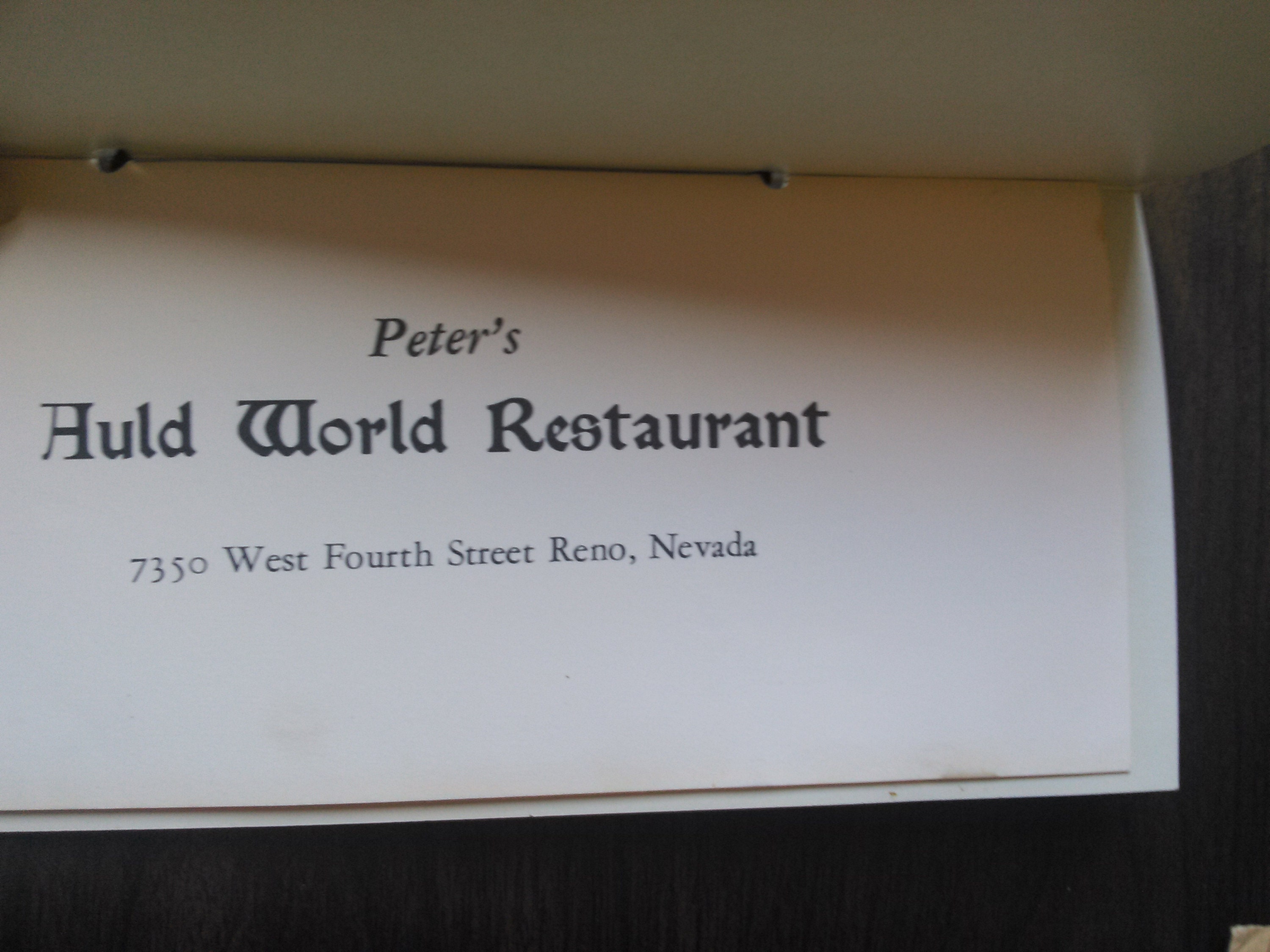 Buy Menu Peter's Auld World Restaurant Reno, Nevada Online in India - Etsy