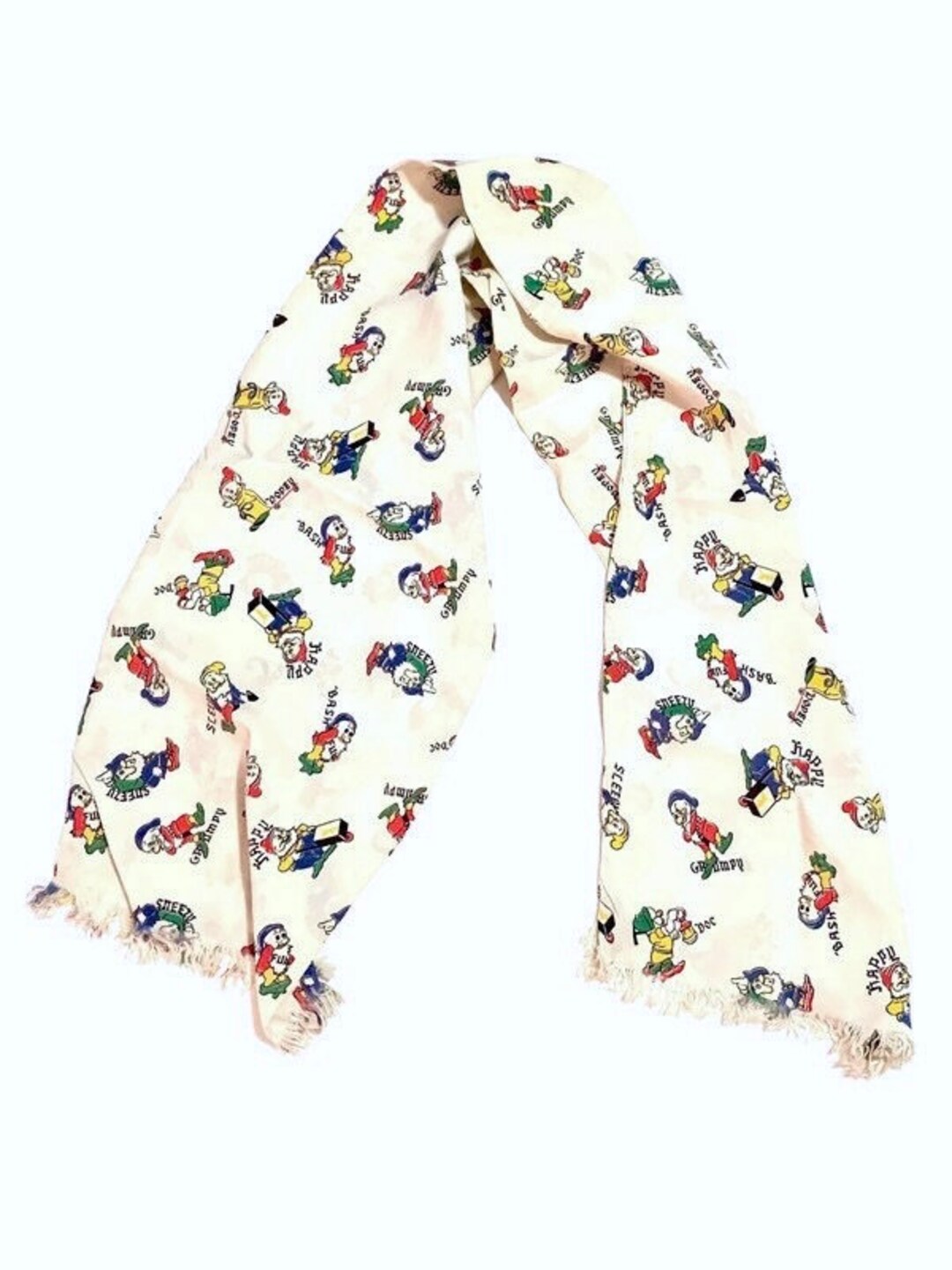 Disney Seven Dwarfs Scarf Vintage White 1960s 1970s Unique Rare ...
