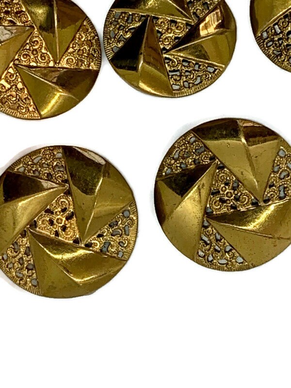 15 Vintage Gold Buttons Art Deco Lot 1930s 1940s Rare Swirl Unique ...