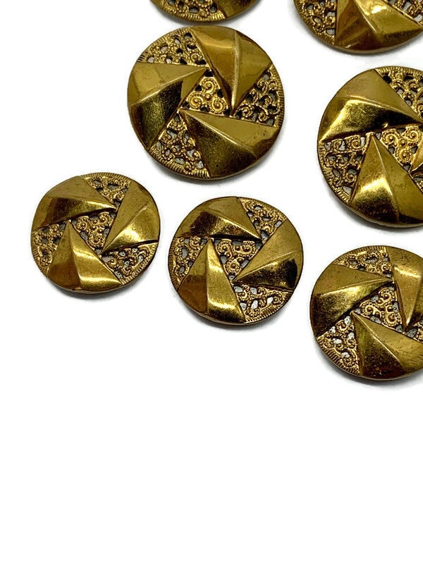 15 Vintage Gold Buttons Art Deco Lot 1930s 1940s Rare Swirl Unique ...