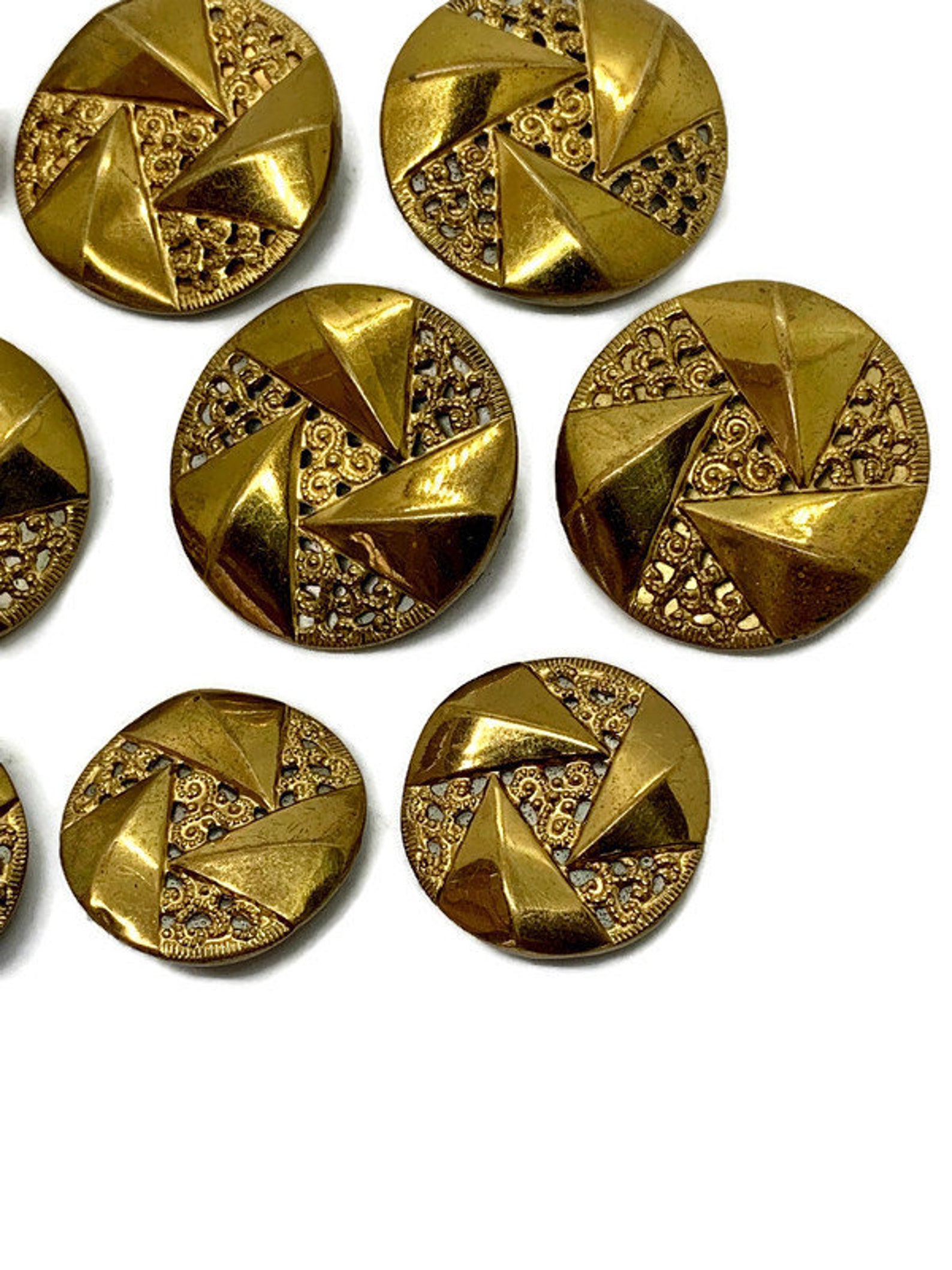 15 Vintage Gold Buttons Art Deco Lot 1930s 1940s Rare Swirl Unique ...
