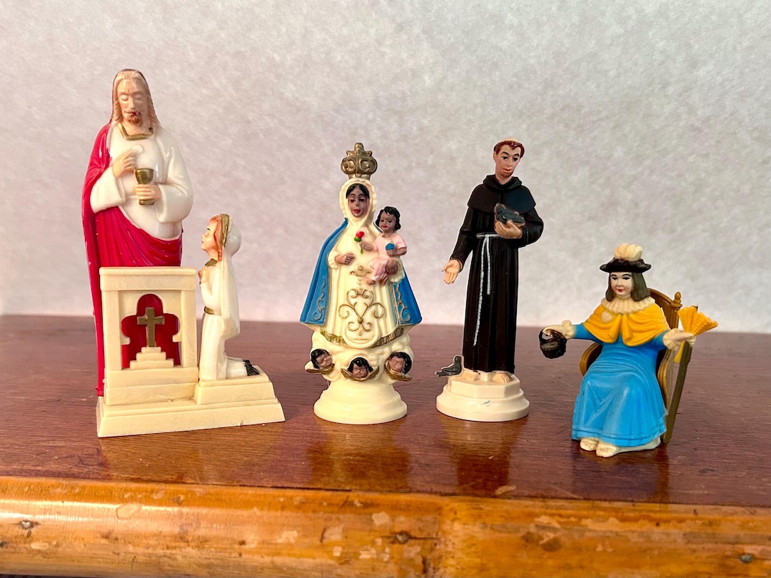 Vintage Religious Figurines Plastic Small Religion Iconography Saints ...