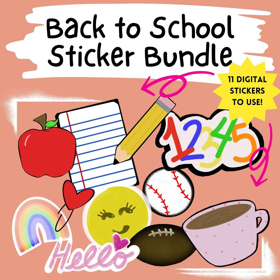 Back to School Digital Stickers, Stickers for Digital Planners and ...