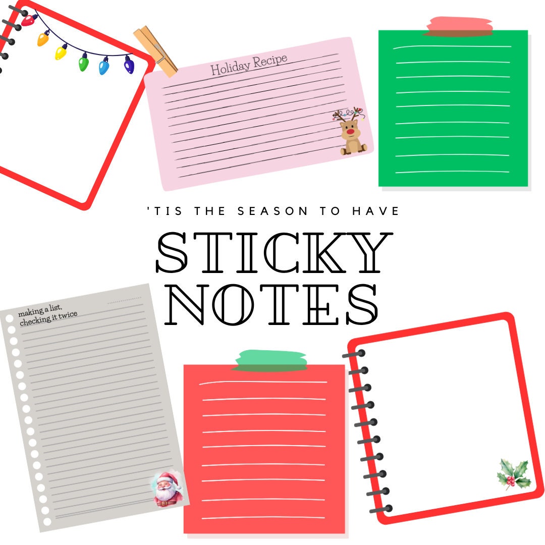 Holiday Sticky Notes, Digital Holiday Cards, Digital Sticky Notes, 2024 ...