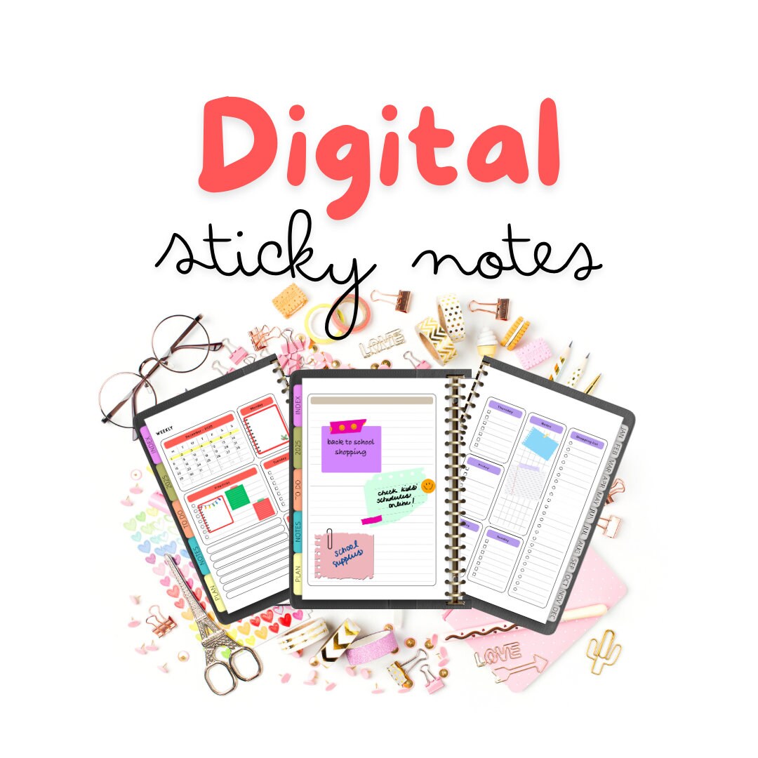 Digital Planner Accessories, Digital Sticky Notes, Sticky Notes for ...