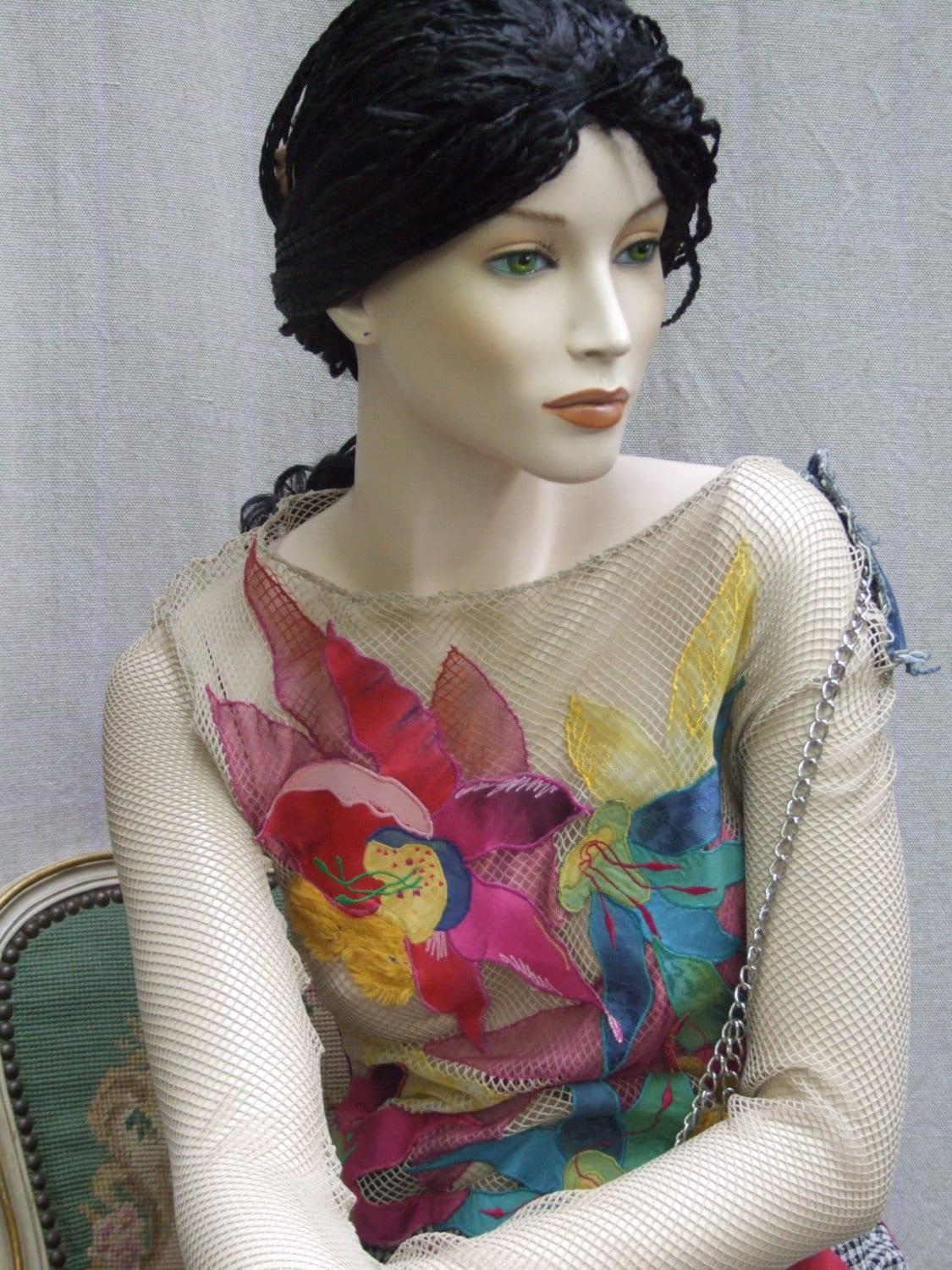 ORCHIDS. DRESS. Punk Boho, Modern, Exotic, Embroidered Orchids. Pink ...